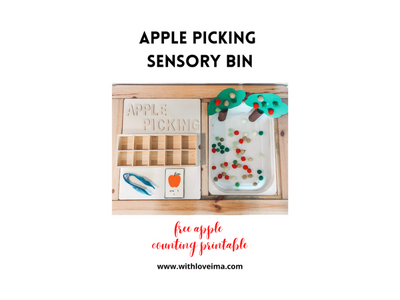Apple Picking Sensory Bin - With Love, Ima
